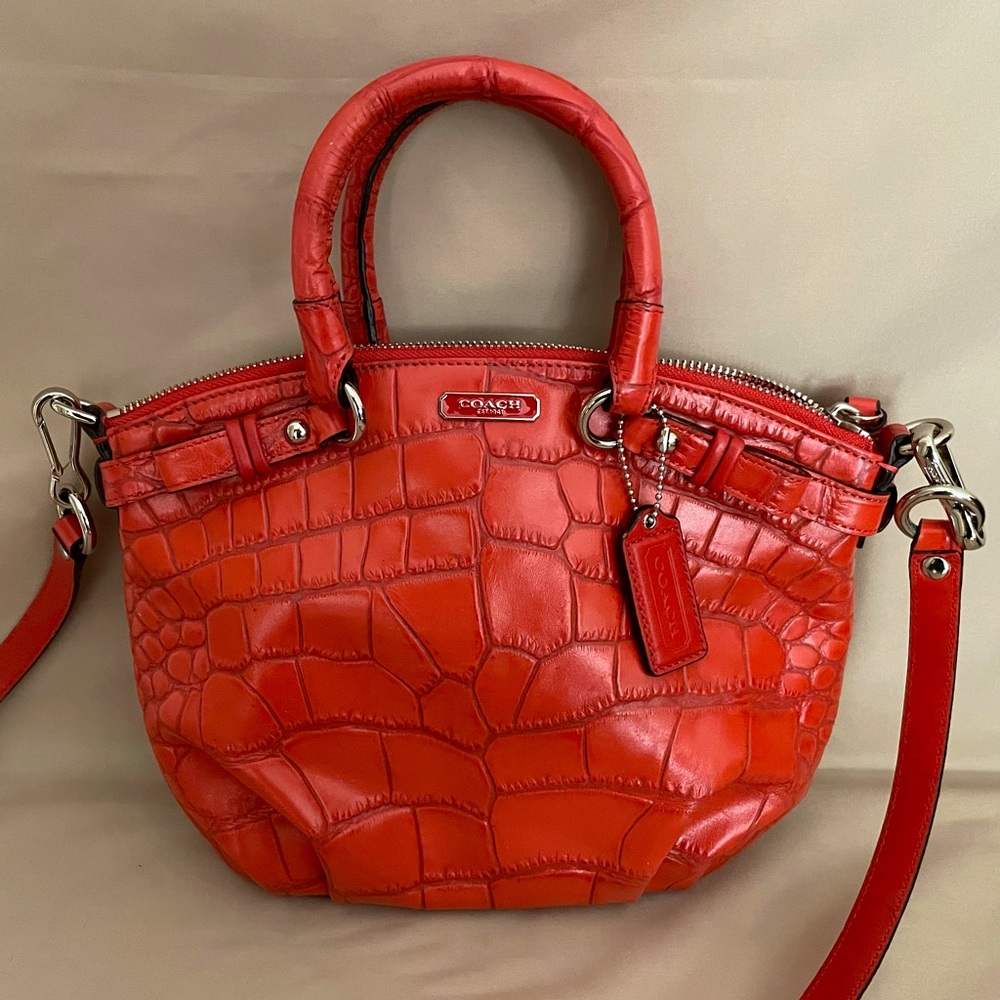 Coach Madison Lindsey Crocodile Embossed Satchel With… - Gem